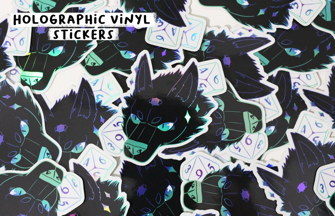 NEW DESIGN Holographic Vinyl Sticker Wolf With Dices Wolf - Etsy