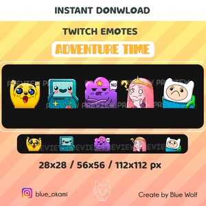 Adventure Time Emotes Pack - Twitch / Jake the Dog, Finn the Human, BMO ...