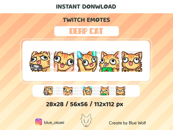Twitch Emotes Pack 5 Derp Cat / Discord Cute Original - Etsy