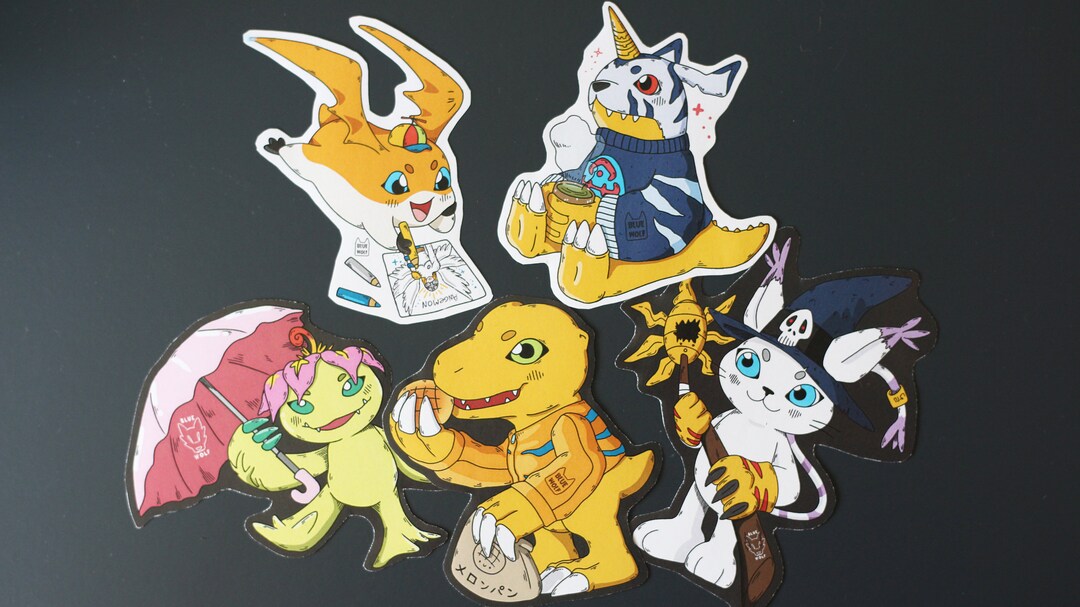 Digimon Adventure Stickers Agumon, Gabumon, Patamon, Tailmon / Gatomon ...