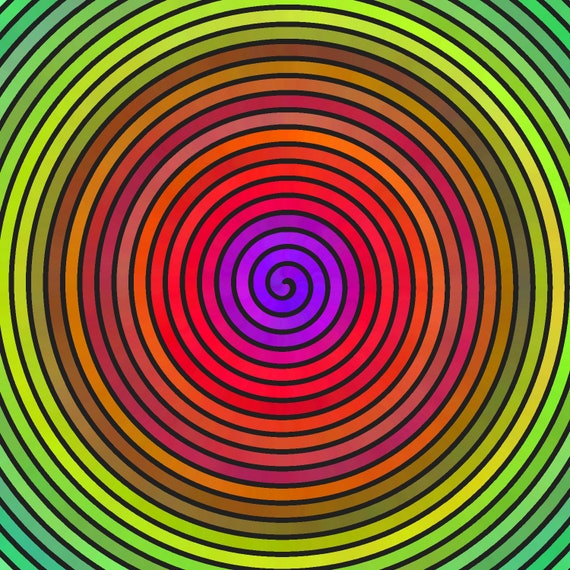 Colorful Spiral Poster thick Line Computer Generated Art | Etsy