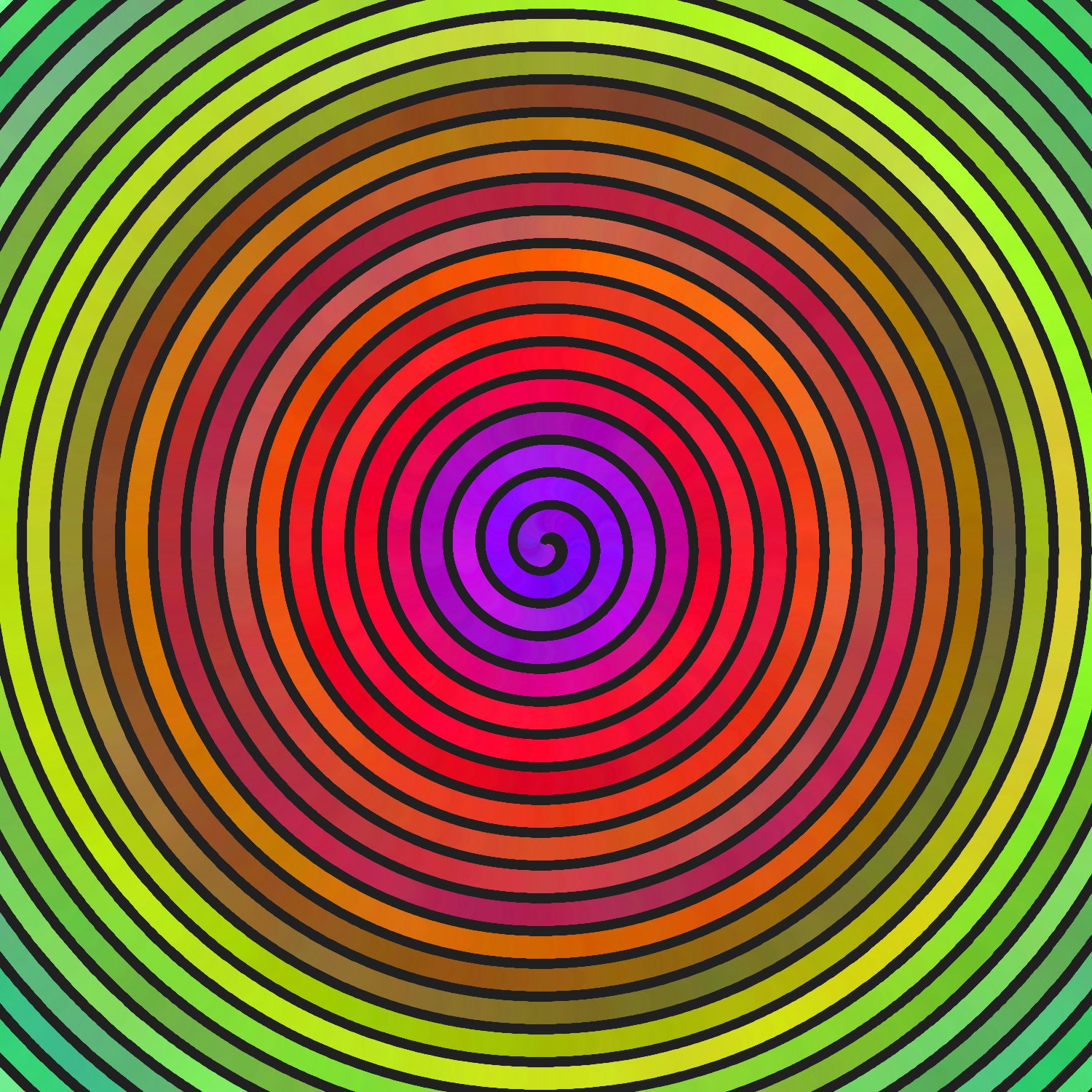 Colorful Spiral Poster (thick Line) - Computer Generated Art - Etsy