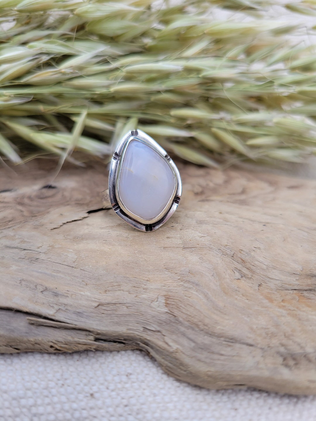 Golden Hour Large Agate Ring, Teanaway Blue Agate Ring - Etsy