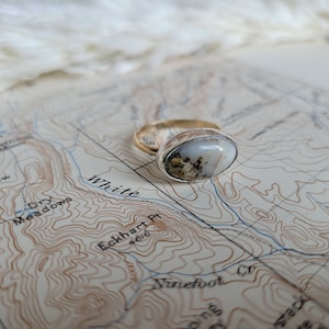 Two-tone East West White Opal Ring, Sterling Silver and 14k Gold-fill ...