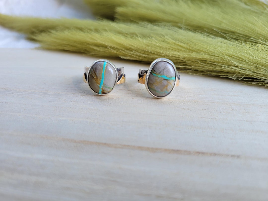 Royston Ribbon Turquoise Ring, Mixed Metal Mountain Band 14k Gold Fill ...