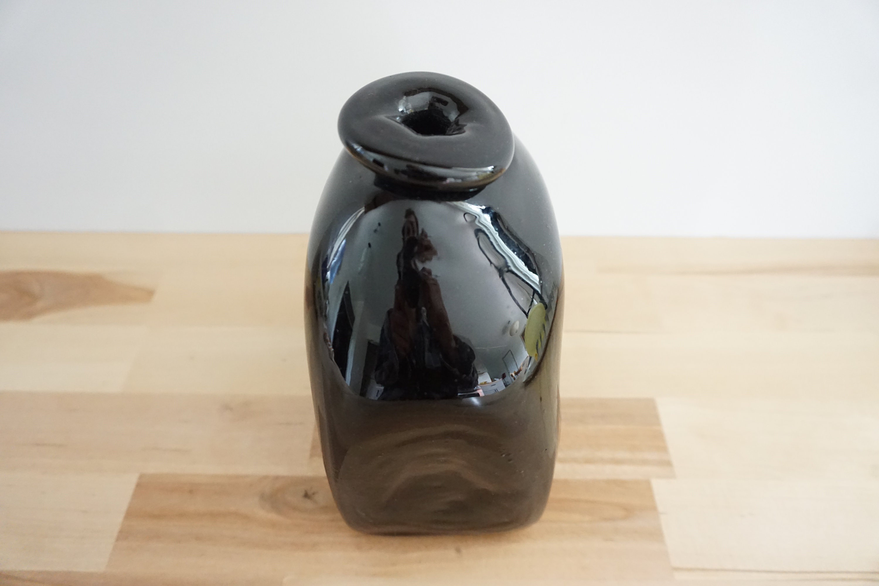 Hand Blown Black Art Glass Vase - Etsy