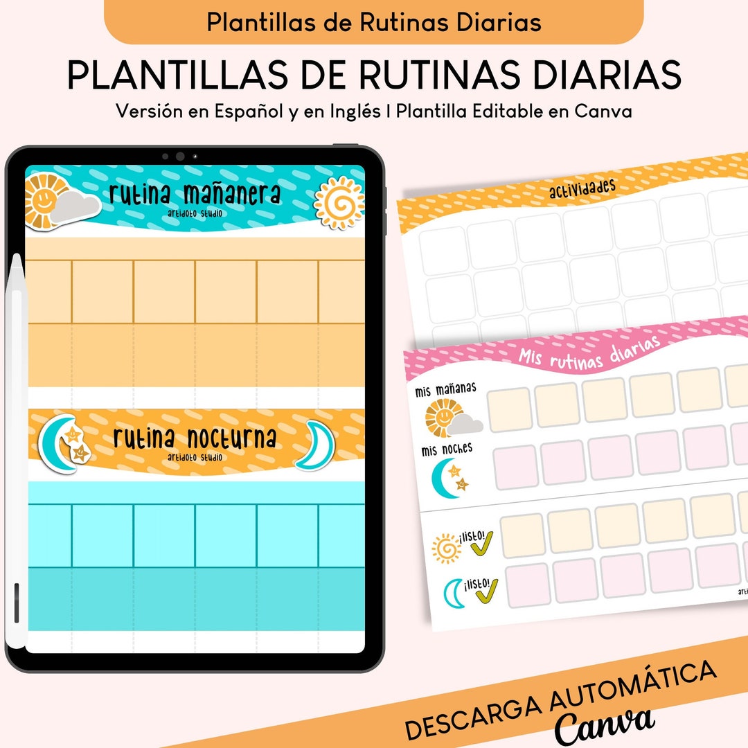 Rutinas Diarias Daily Routines Plantillas Templates - Etsy