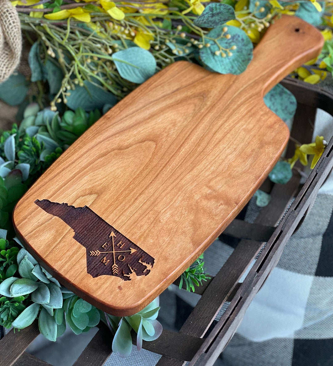 North Carolina Board - North Carolina Map - Walnut Cherry Wood With ...