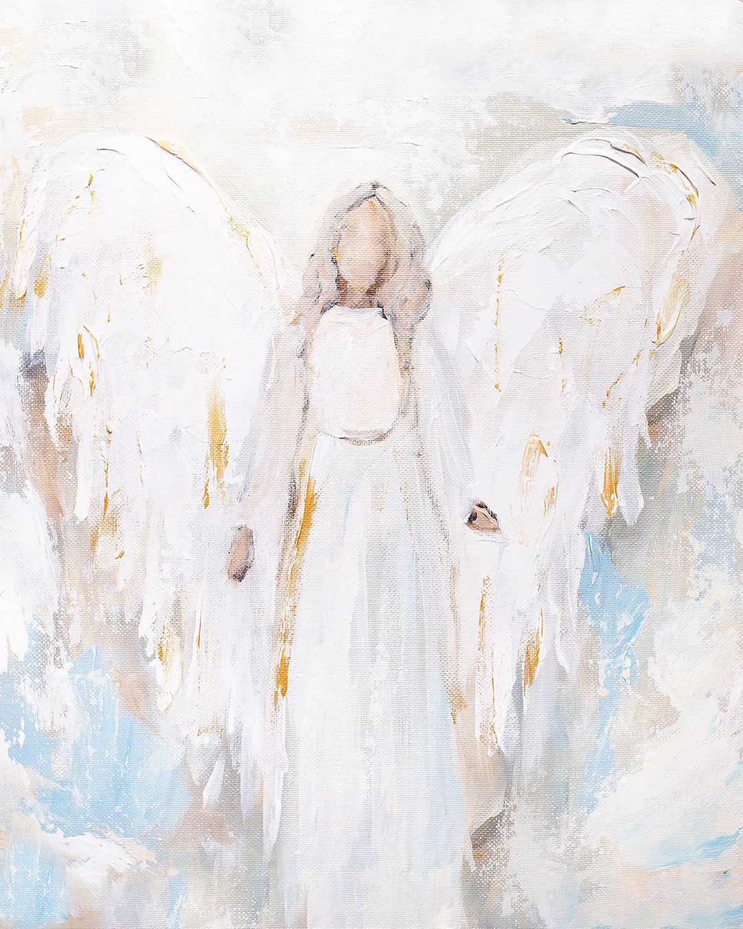 Abstract Angel - Religious Paper Print in Multiple Sizes - Blue White ...