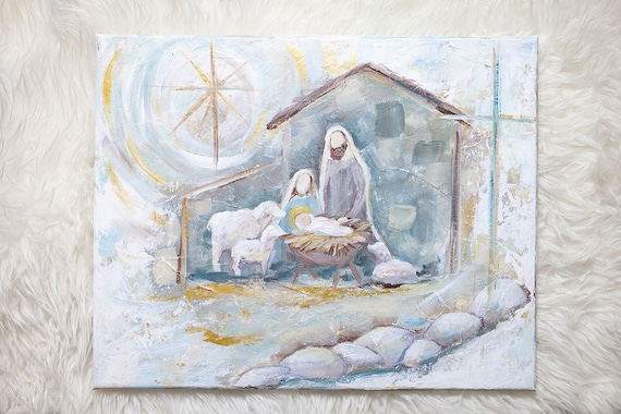 Holy Night Nativity Baby Jesus Stable Paper Print in | Etsy