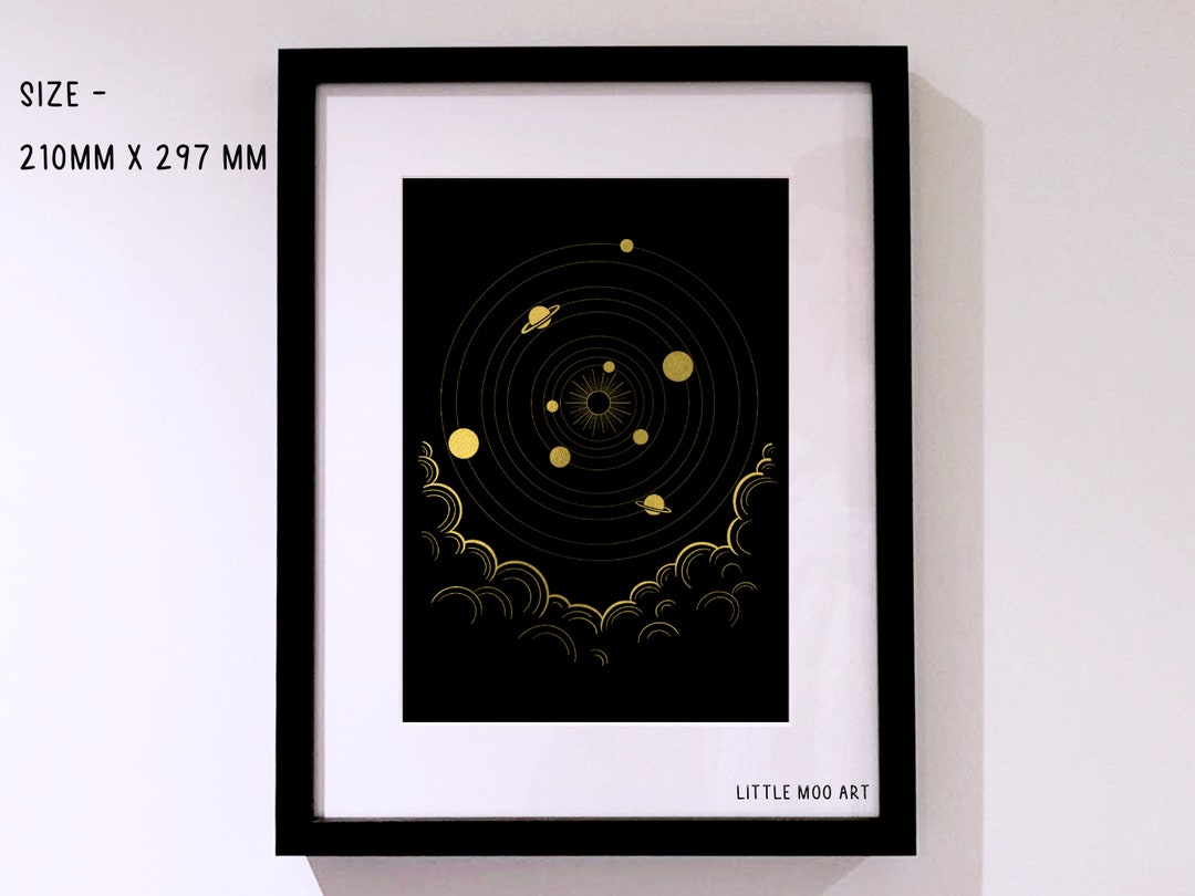 Gold Foil Solar System Print: Space Planets Wall Art - Etsy