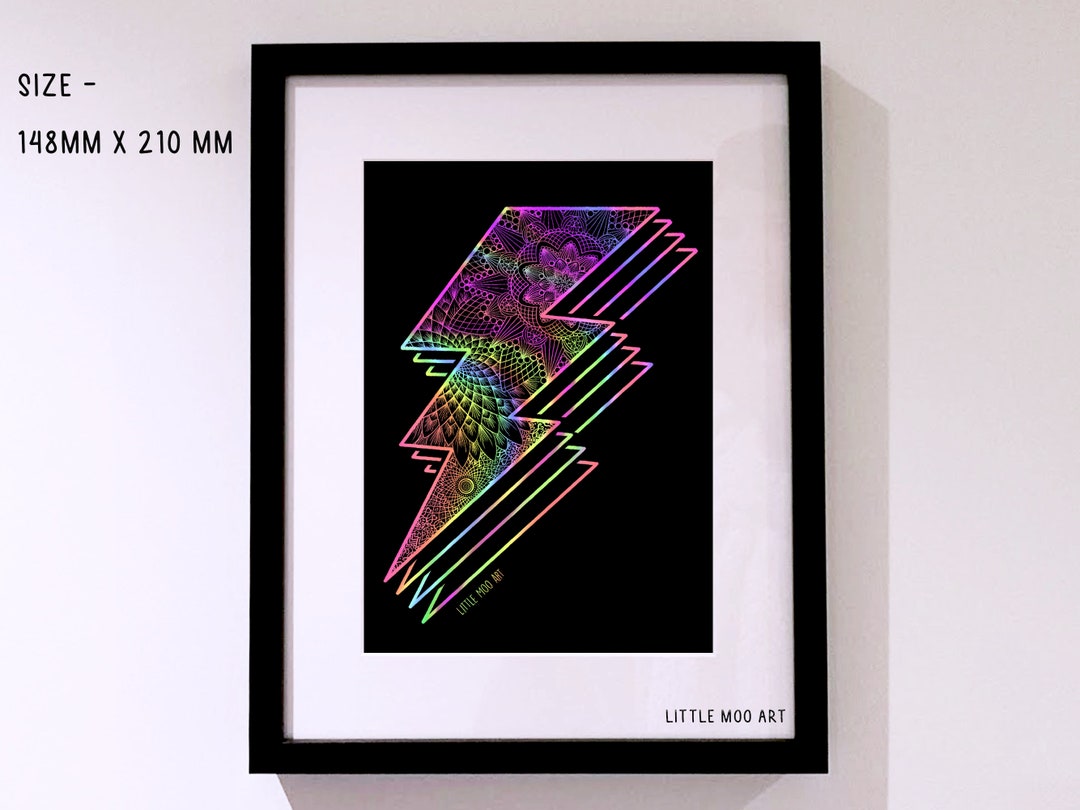 Lightning Bolt Mandala Gold Foil Print: David Bowie Music Art - Etsy
