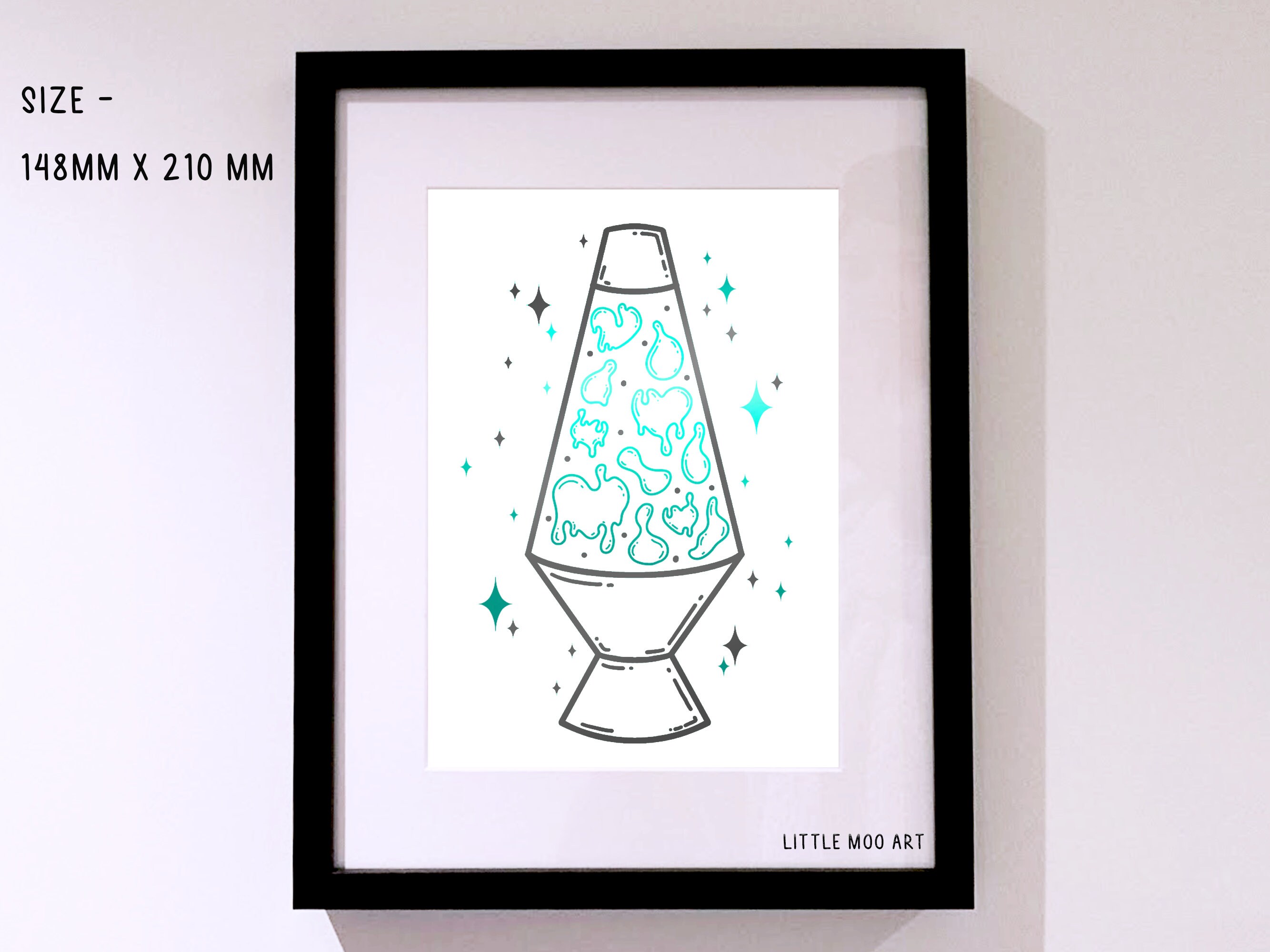 Lava Lamp Two Tone Foil Print Line Art Retro Home Decor - Etsy
