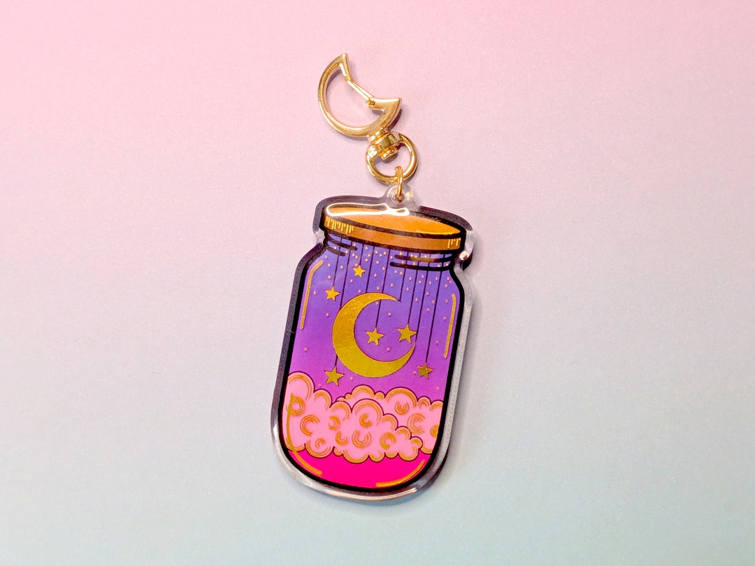 Moon Jar Acrylic Keychain: Gold Foil Celestial Charm - Etsy