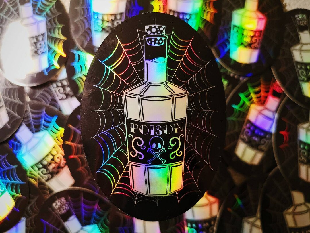 Poison Bottle Holographic Vinyl Sticker, Waterproof Sticker for Water ...