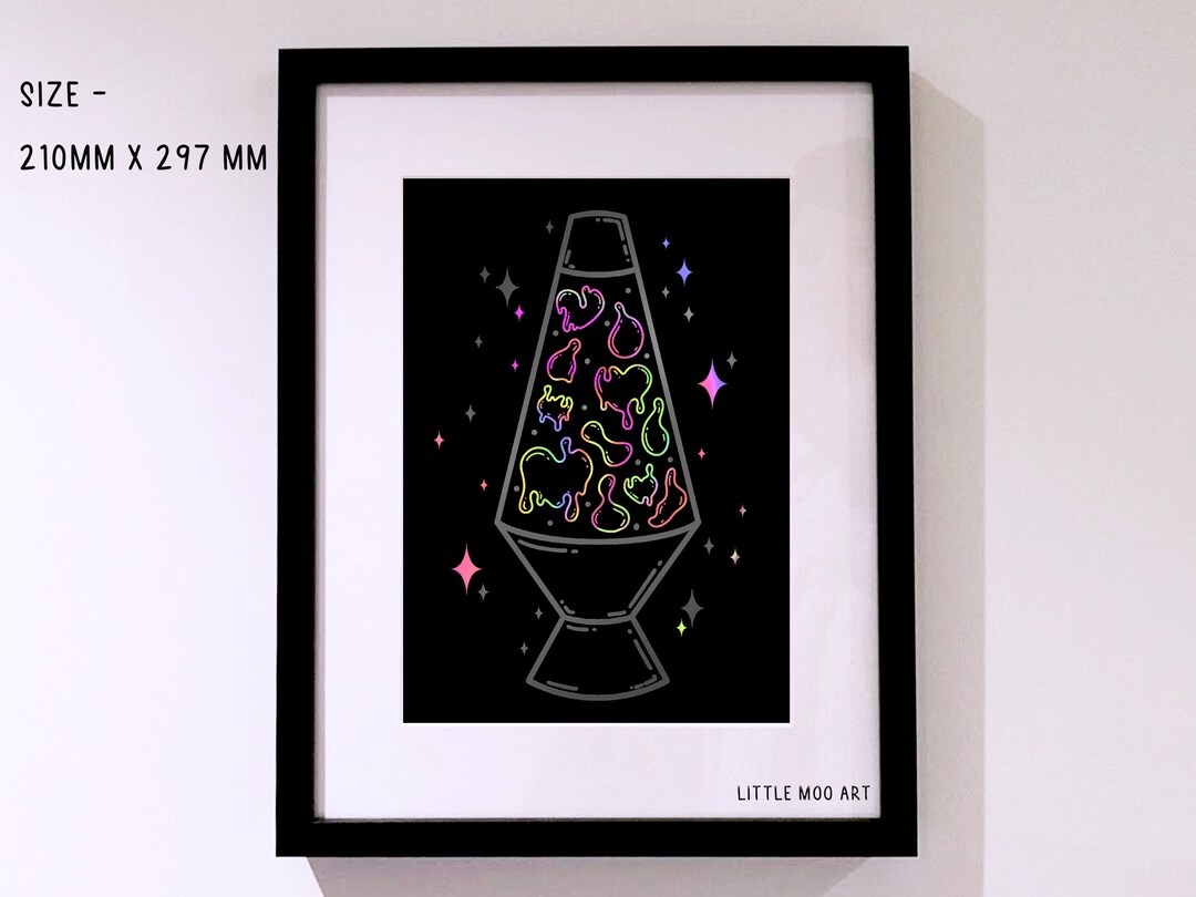 Lava Lamp Two Tone Foil Print Line Art Retro Home Decor - Etsy