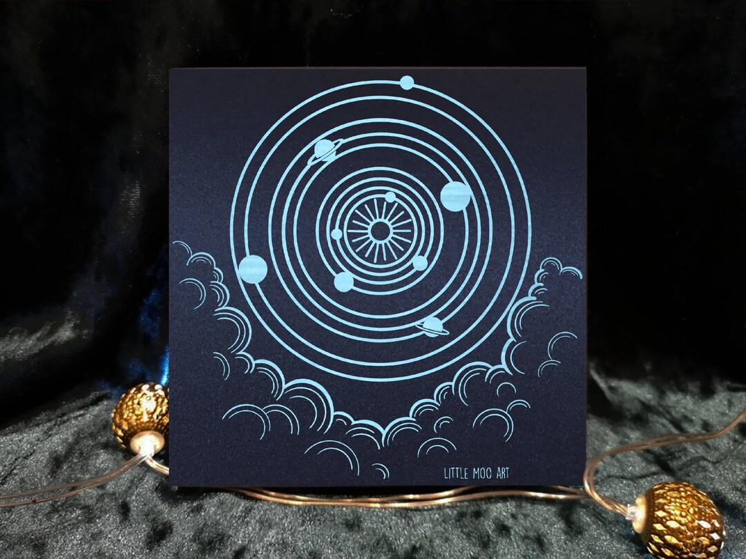 Solar System Foil Card With Envelope Space Planets Astronomy Handmade ...