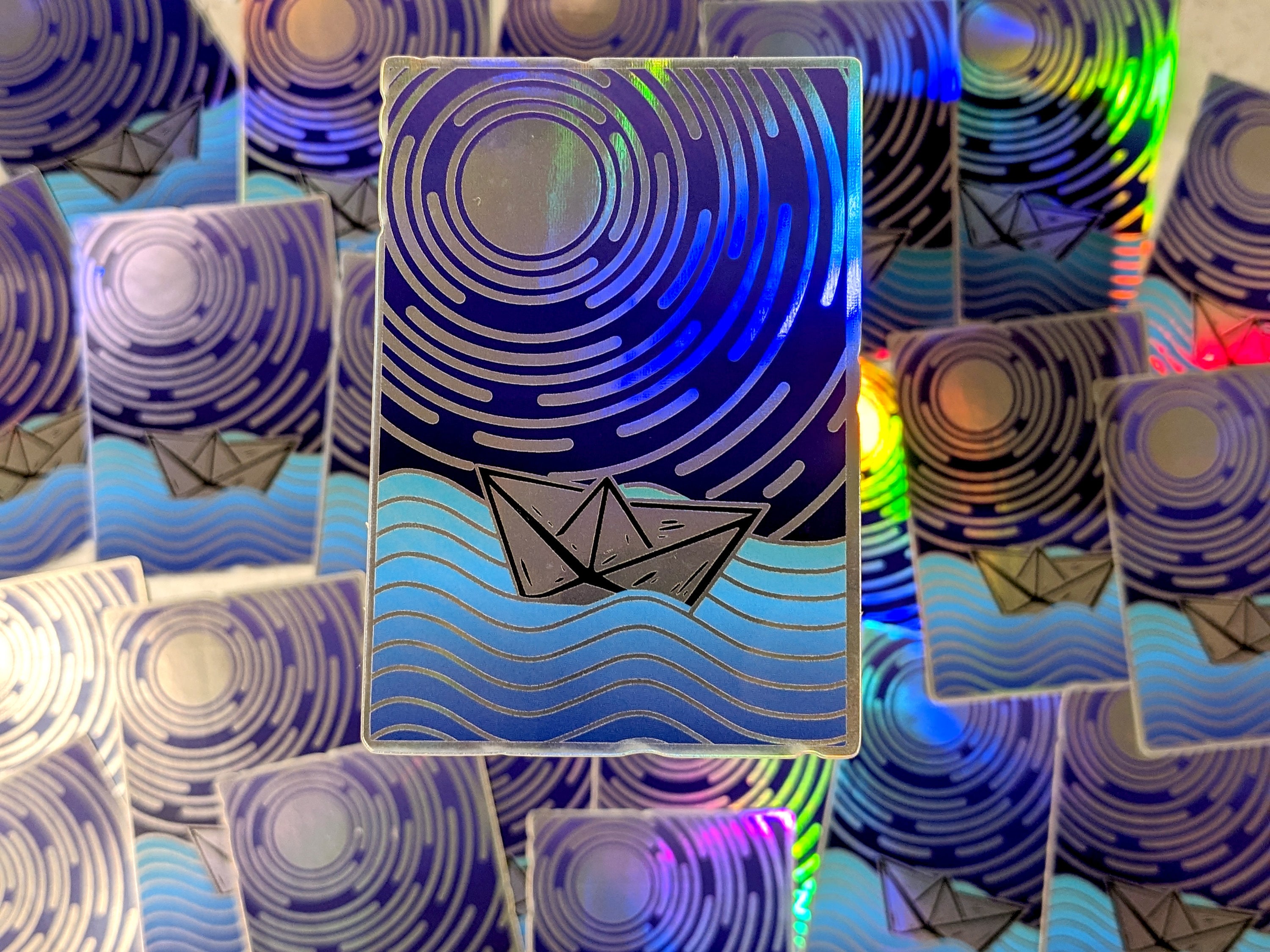 Paper Boat Holographic Vinyl Sticker Waterproof Sticker for - Etsy