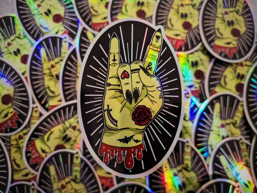 Zombie Hand Holographic Vinyl Sticker, Waterproof Sticker for Water ...