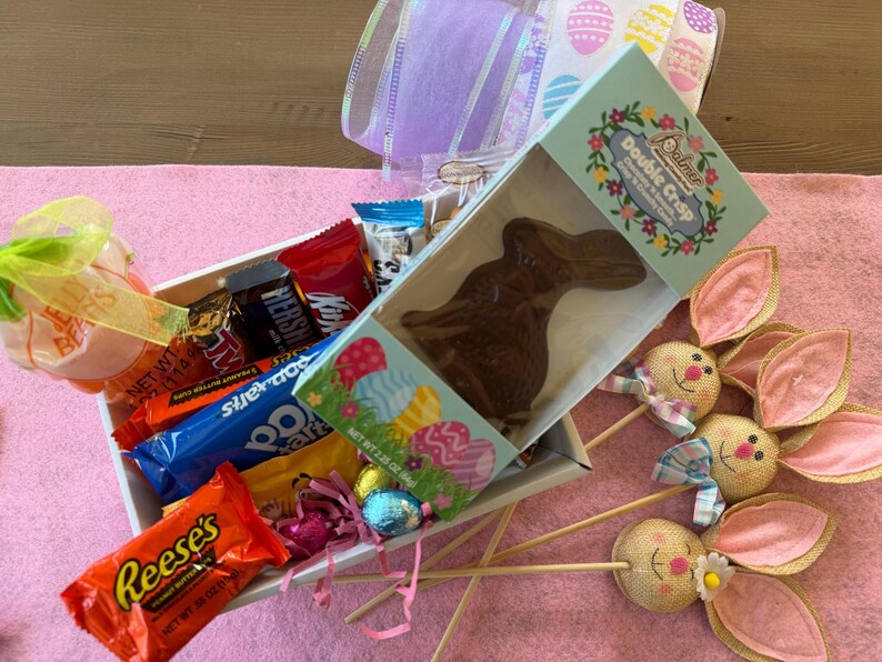 Personalized Easter Chocolate Gift Basket With Bunny Treats (gift Tag ...