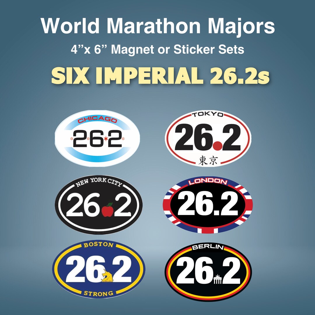 Complete Set of World Marathon Majors Series Magnets Six-26.2 Magnets ...