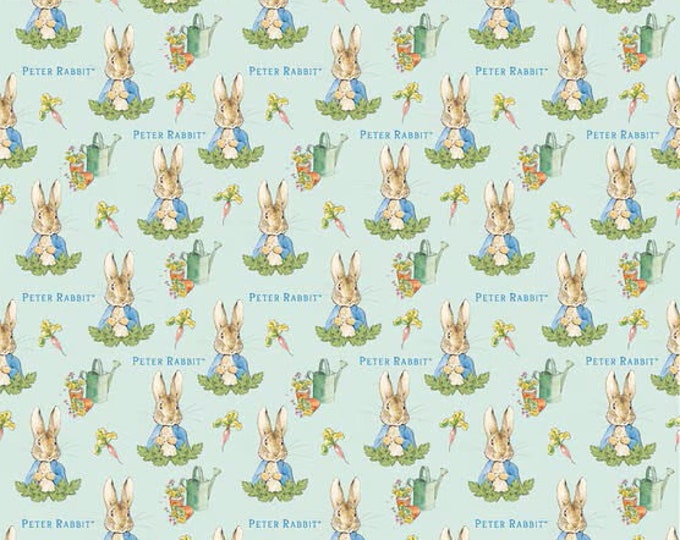Peter Rabbit Badge Cotton Fabric, Animal Bunny Fabric, Cotton Fabric ...