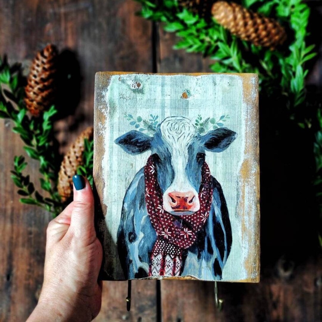 Farm House Key Holder for a Wall With Caw, Mug Rack With Caw, Recycled ...