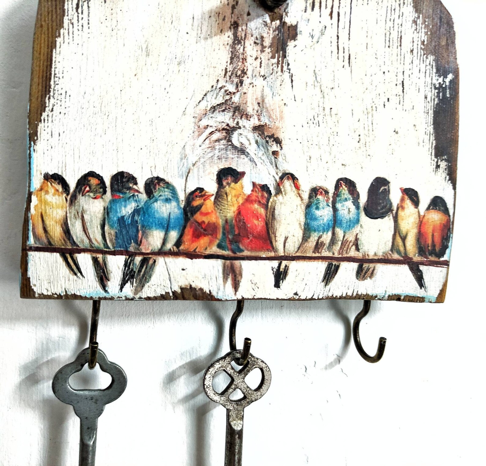 Key Holder for a Wall With Garden Birds Birds Decorations | Etsy