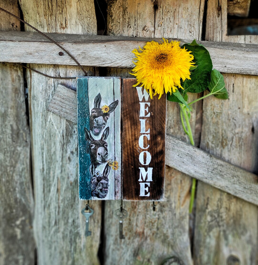 Unique Farmhouse Key Holder for a Wall With Donkeys, Funny Entryway ...