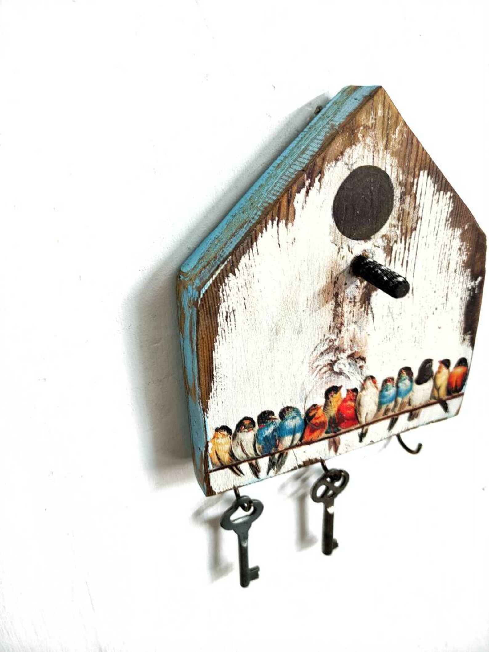 Key Holder for a Wall With Garden Birds Birds Decorations - Etsy