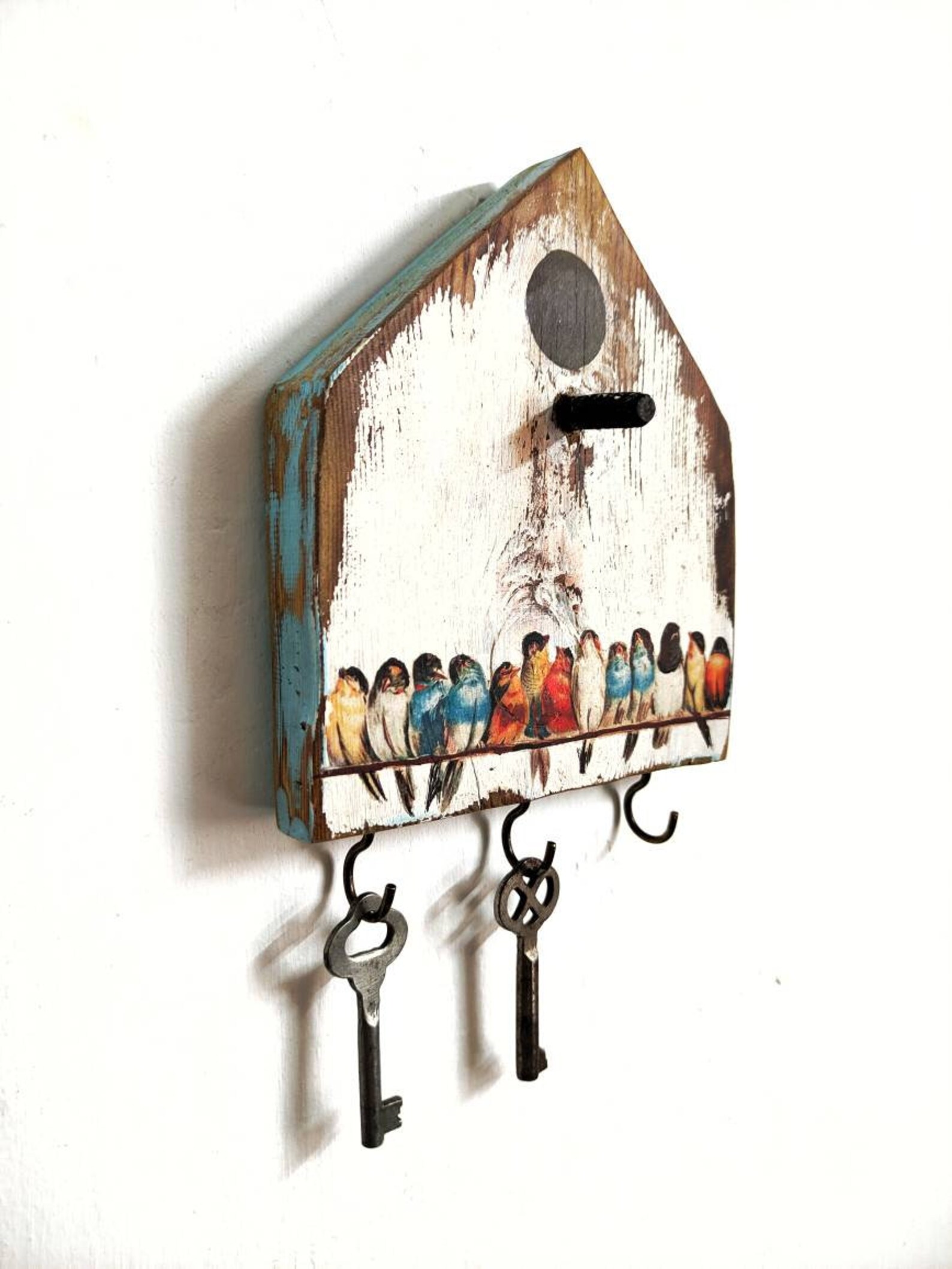 Key Holder for a Wall With Garden Birds Birds Decorations - Etsy
