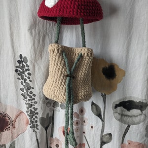 Plush Mushroom Bag With Vine Drawstring Crochet Pattern - Etsy