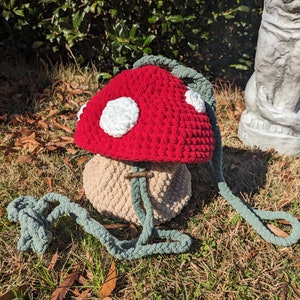 Plush Mushroom Bag With Vine Drawstring Crochet Pattern - Etsy