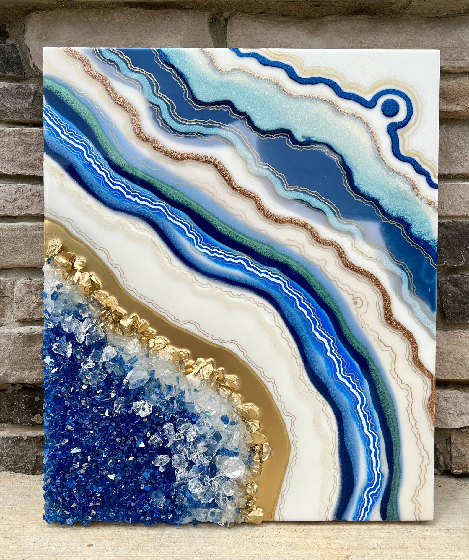 Sapphire Geode 24"x20" Original Resin Geode Art by Jennet Norman - Etsy