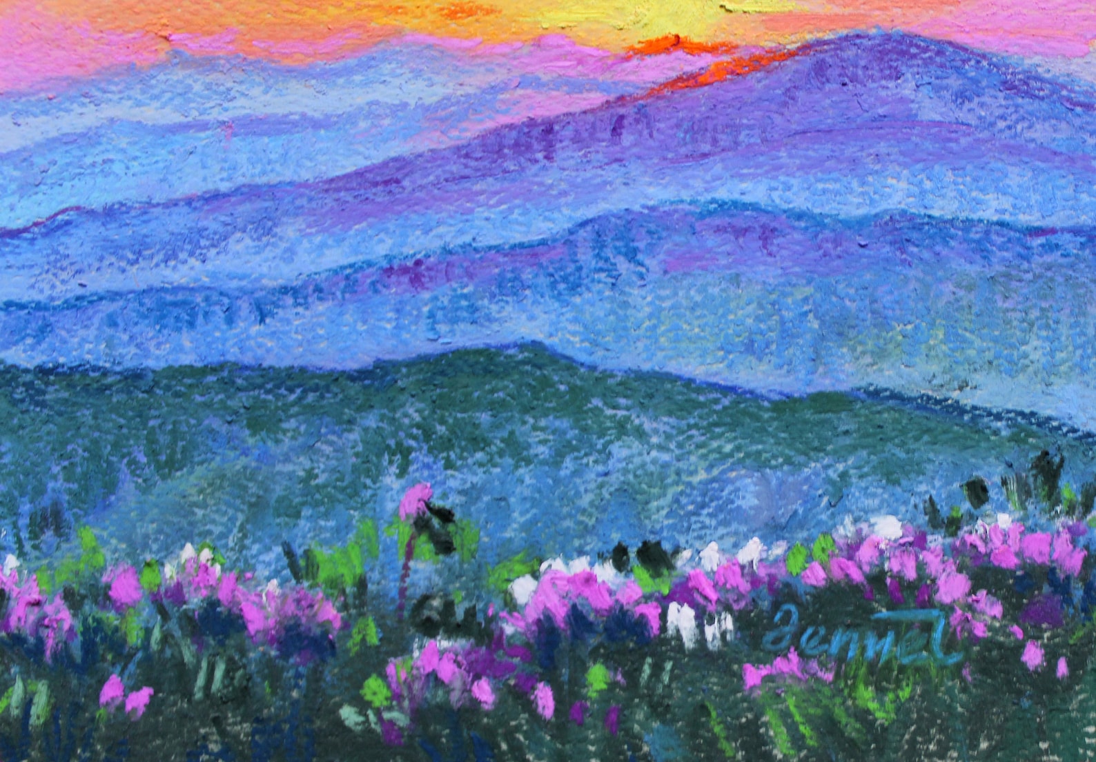 Evening Ascent 10 X 8 Original Pastel Drawing by Jennet Norman Without ...