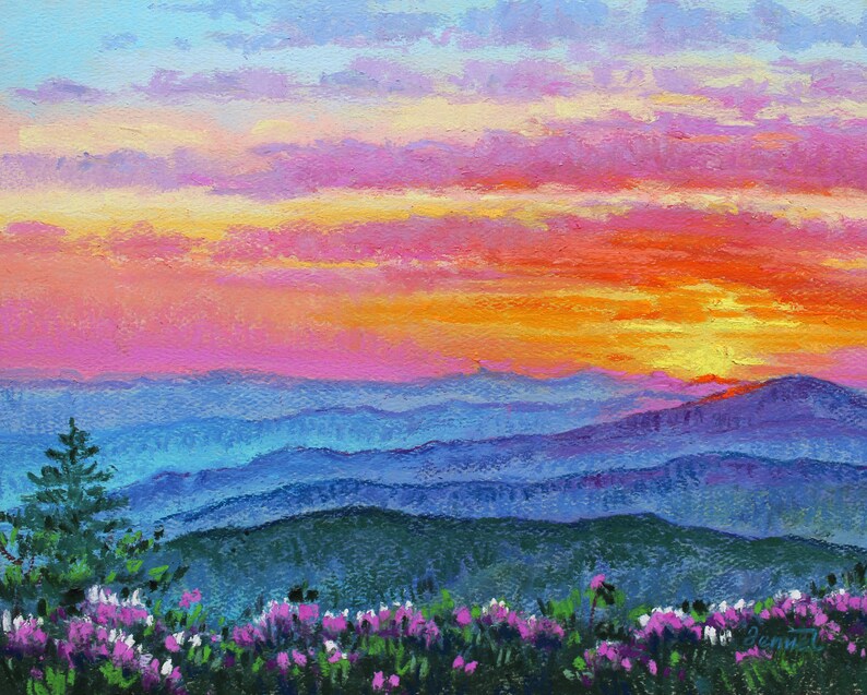 Evening Ascent 10" X 8" Original Pastel Drawing by Jennet Norman ...
