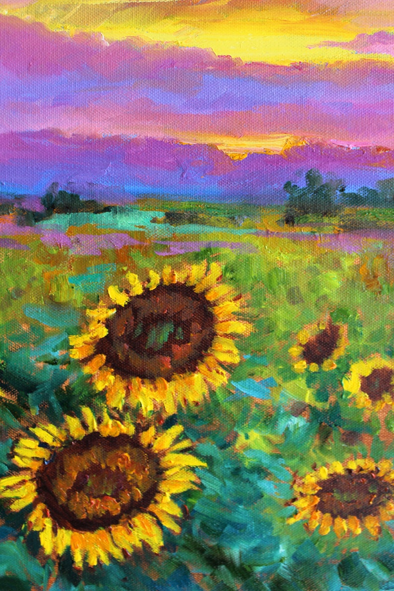 Sunflower Sunset II 24" X 18" Original Oil Painting by Jennet Norman - Etsy