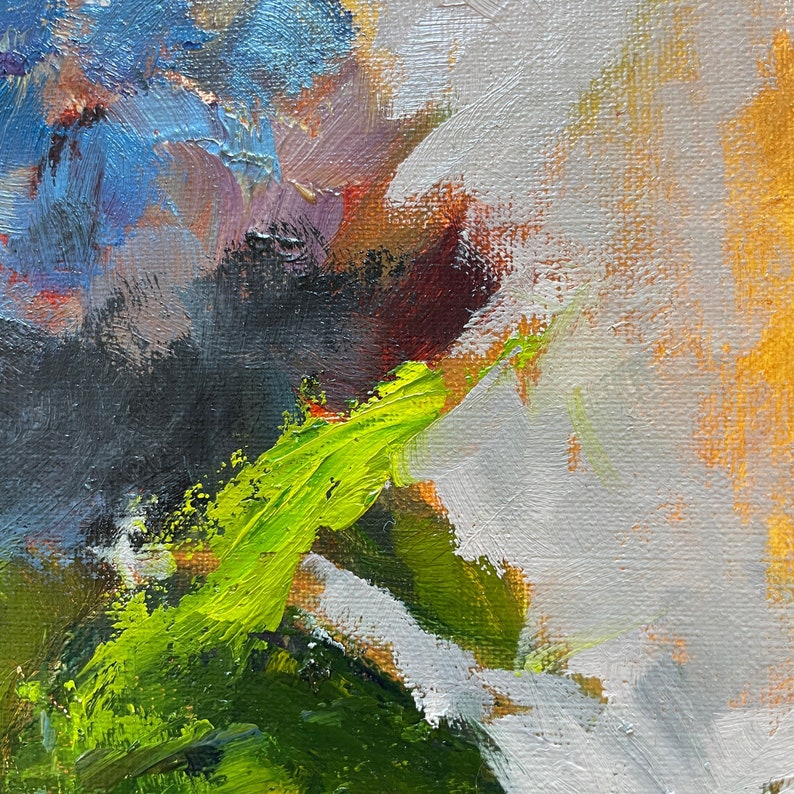 Cape Cod Blue Hydrangea Flowers, Original Painting, 8 X 8 Inch on Flat ...