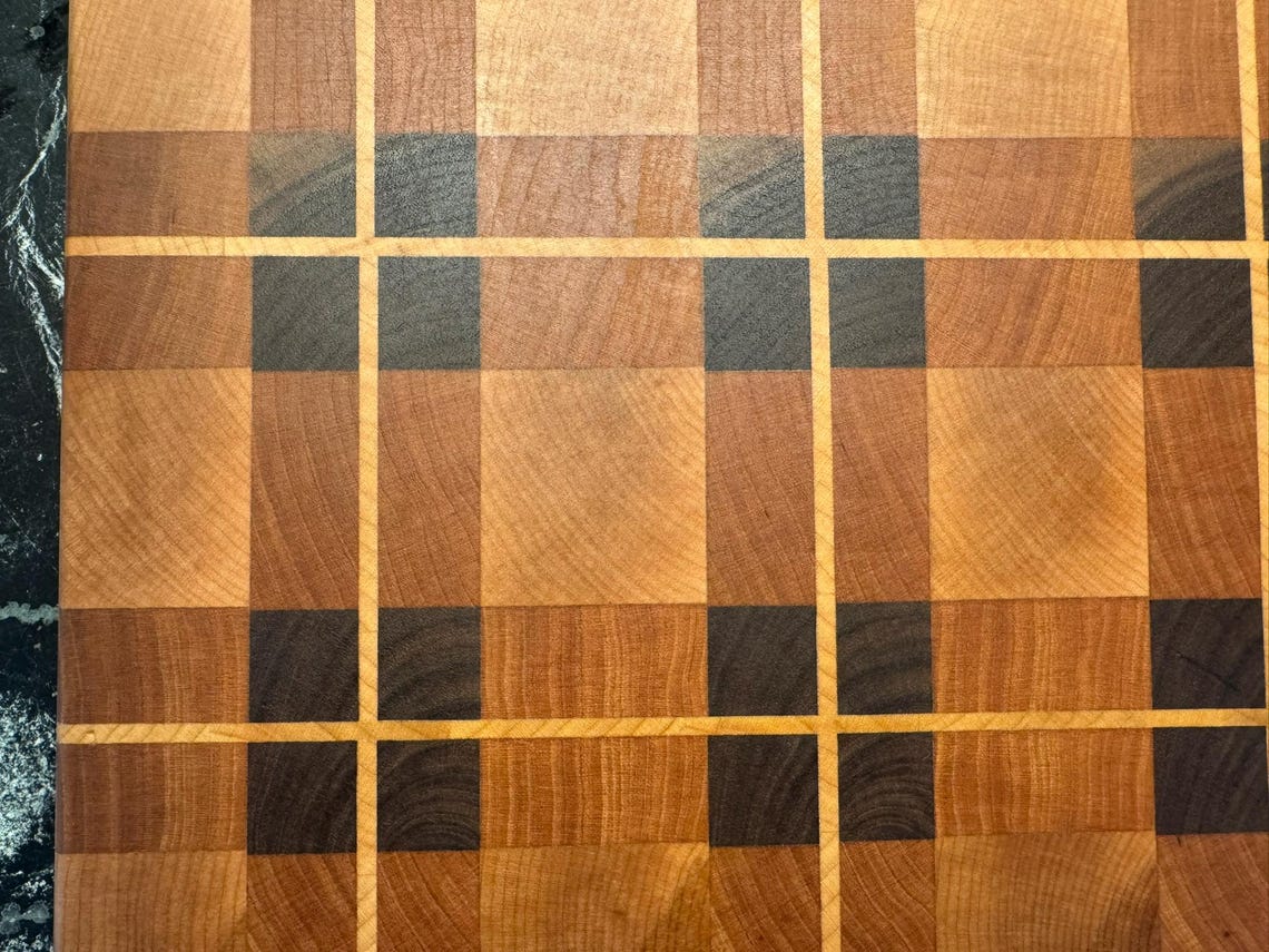 Handmade Flannel Pattern End Grain Cutting Board: Walnut, Maple ...