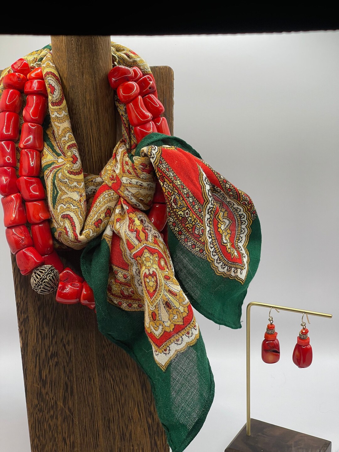 Studio Barse Two Strand Red Coral Necklace and Earrings - Etsy