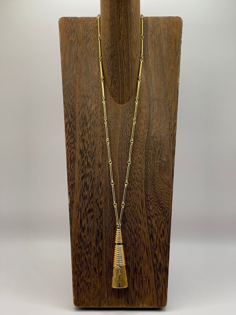 Vintage Monet Gold Tone Chain Necklace With Modernist Tassel Pendant ...