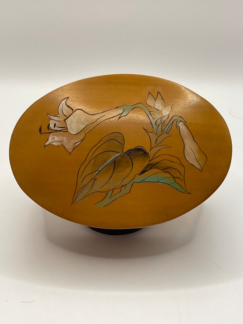 Oval Blonde Wood Box With Floral Decoration on the Lid - Etsy