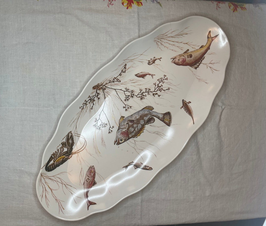 Vintage Montage of the Sea Melamine Fish Platter by Waverly - Etsy