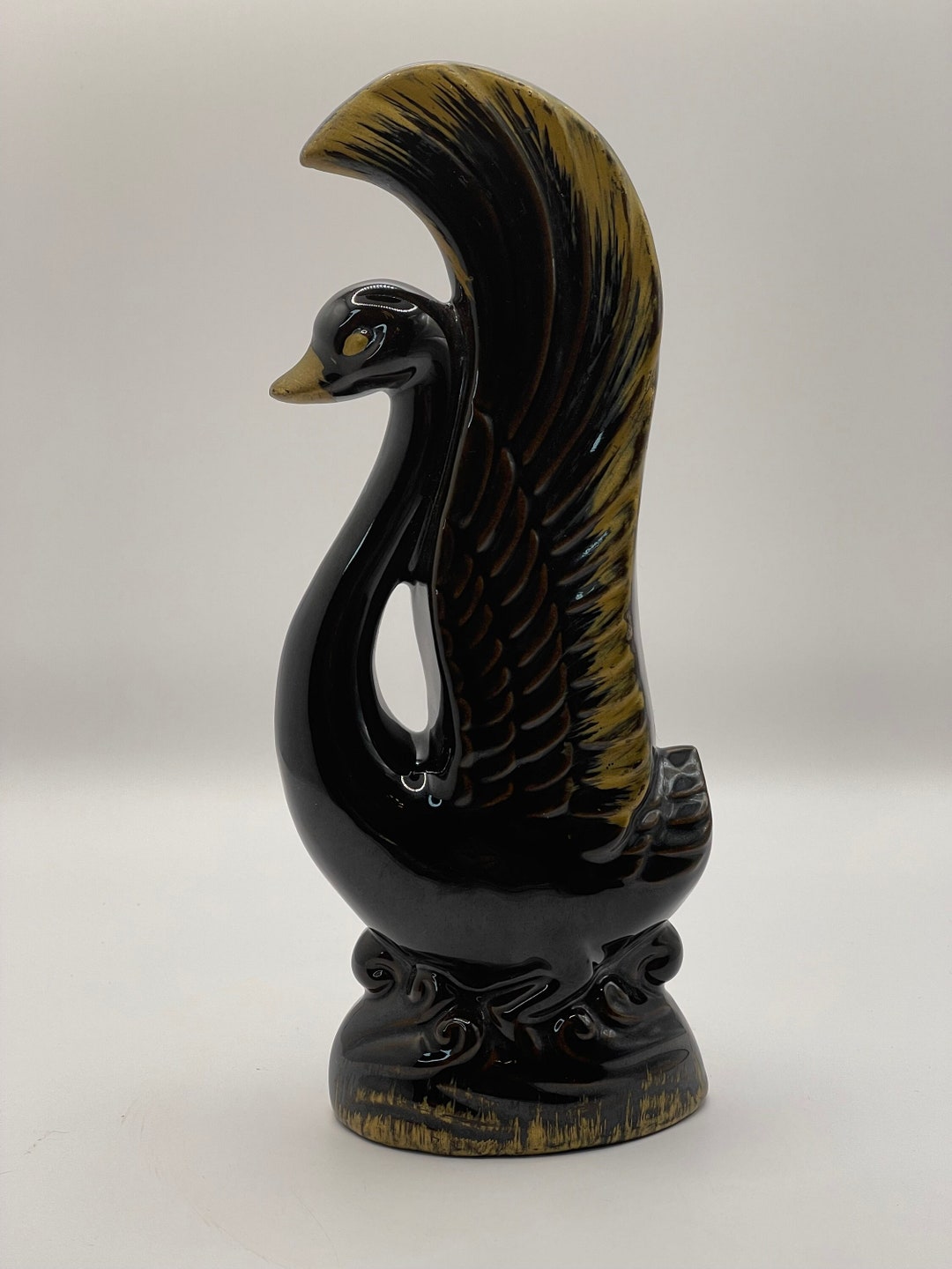 Vintage Black Swan Figurine With Gold Accents - Etsy