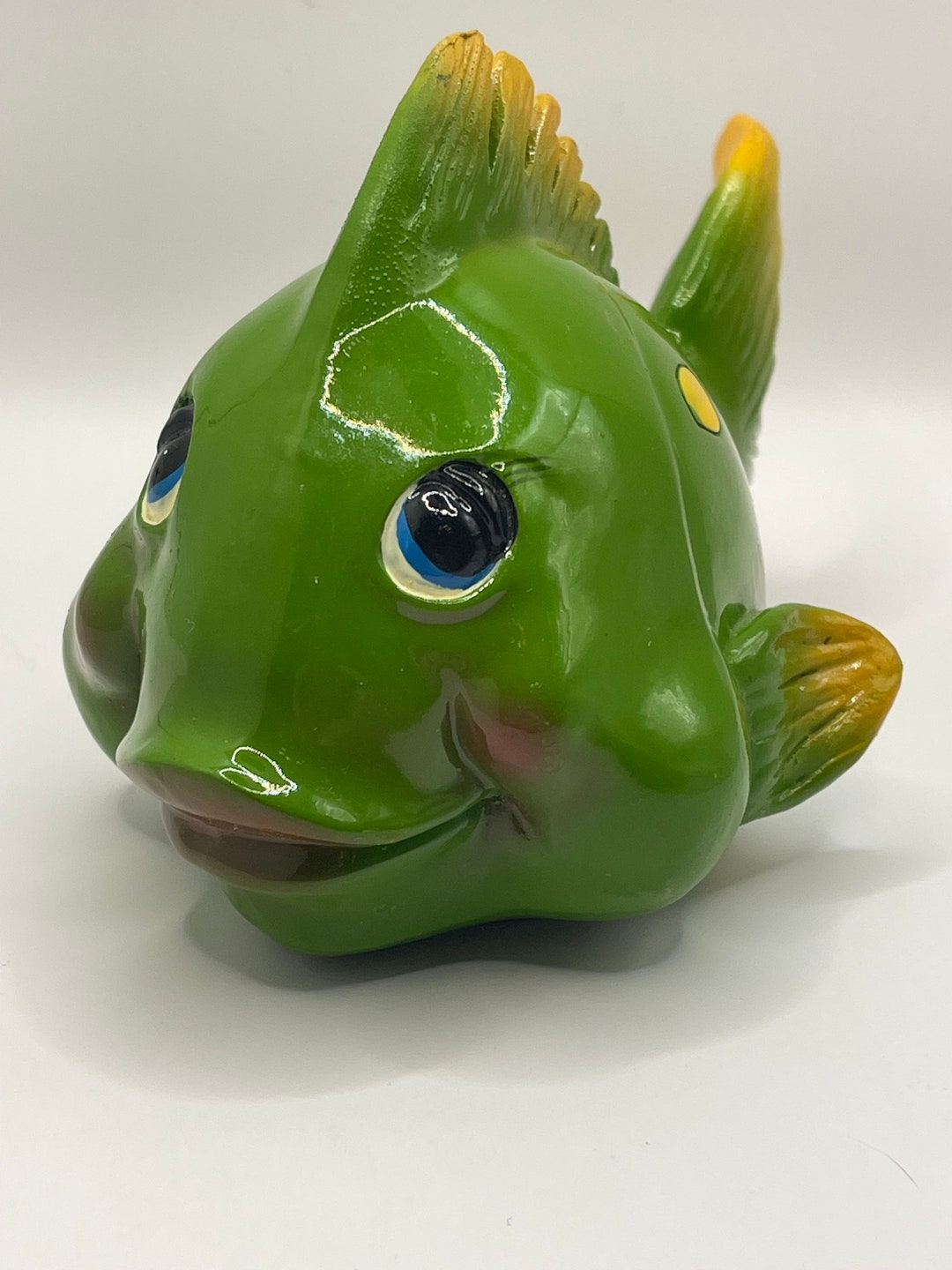 Green & Yellow Puffer Fish Figurine - Etsy