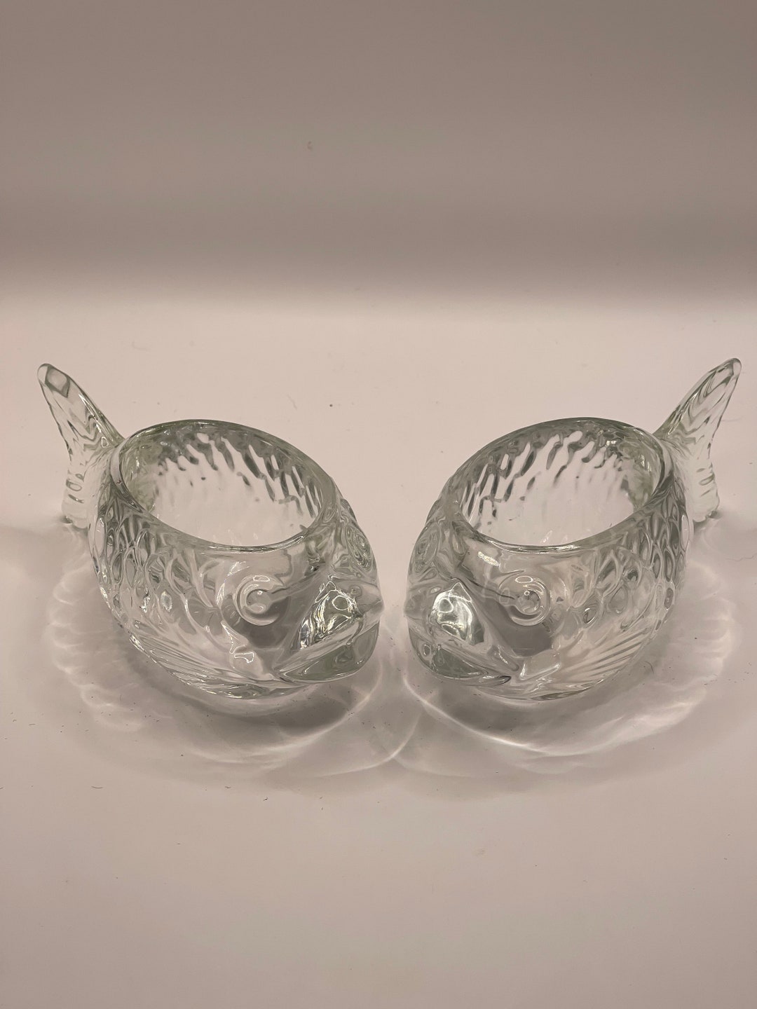 Twos Company Pair of Clear Glass Fish Candle Holders - Etsy