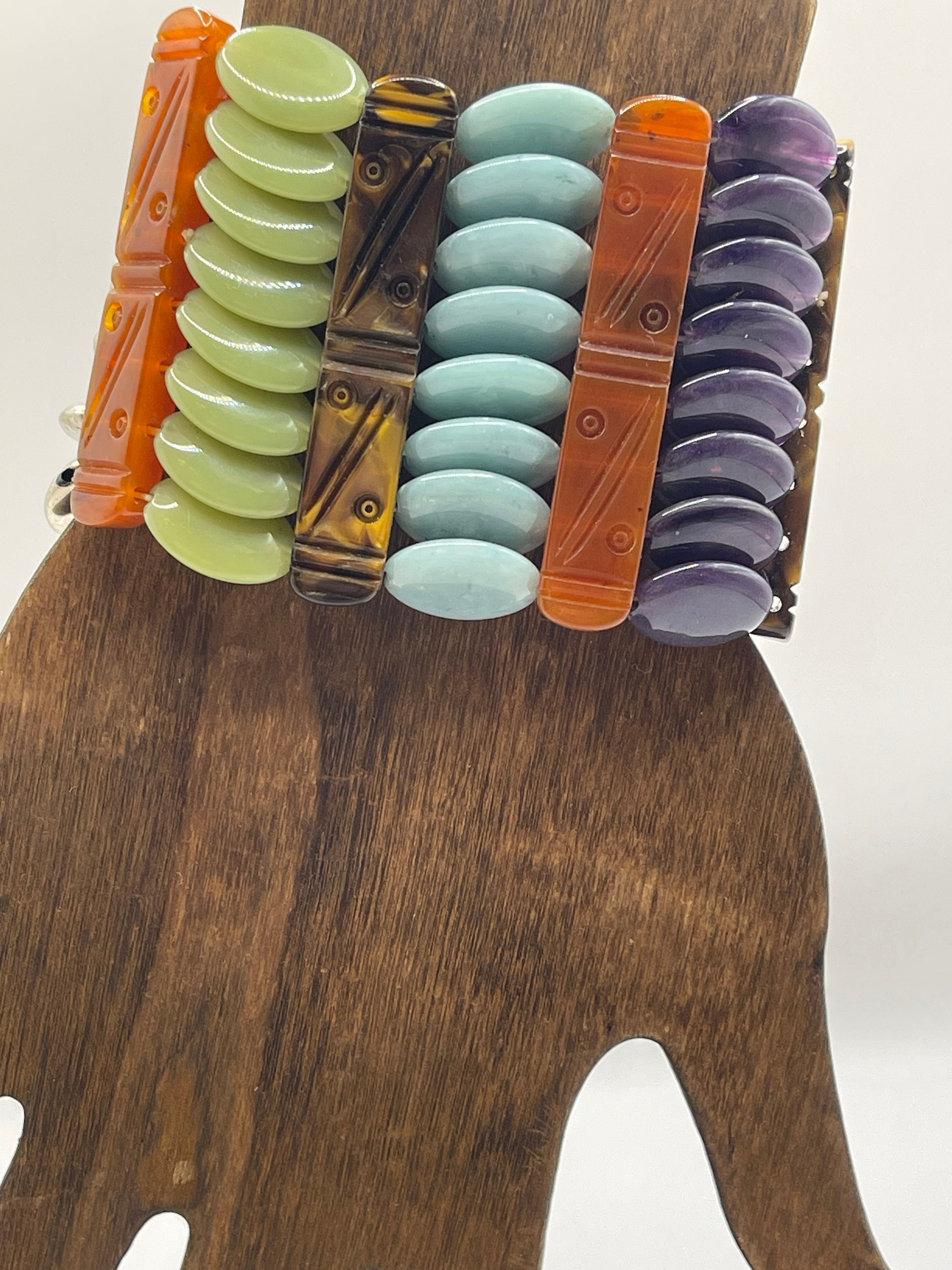 Erica Lyons Multi Colored Wide Band Stretch Bracelet - Etsy