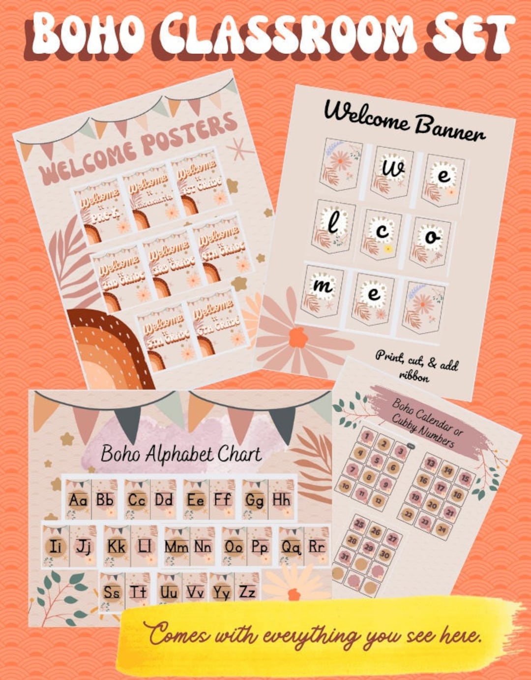 Boho Classroom Decor Printable PDF - Etsy