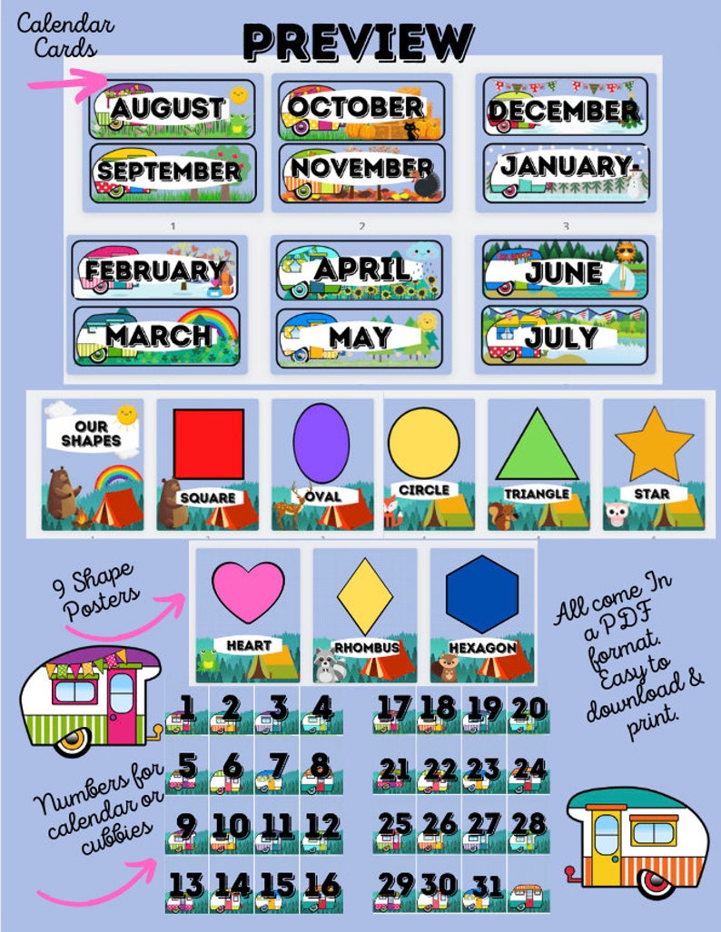 Happy Camper Classroom Decoration Extension Set - Etsy