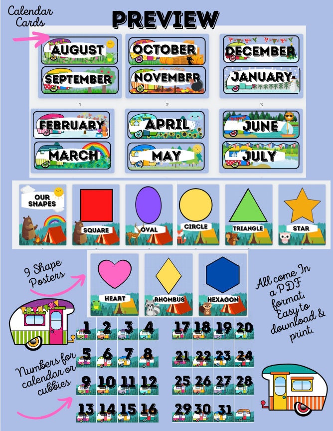 Happy Camper Classroom Decoration Extension Set - Etsy